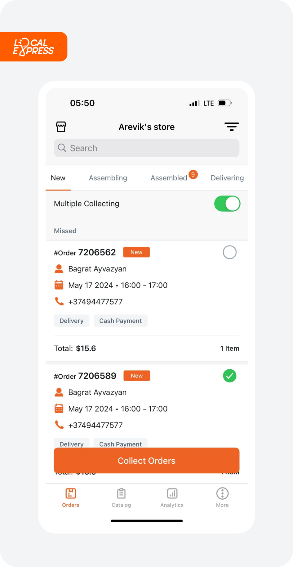 Multiple Collecting flow in the LE Partner App