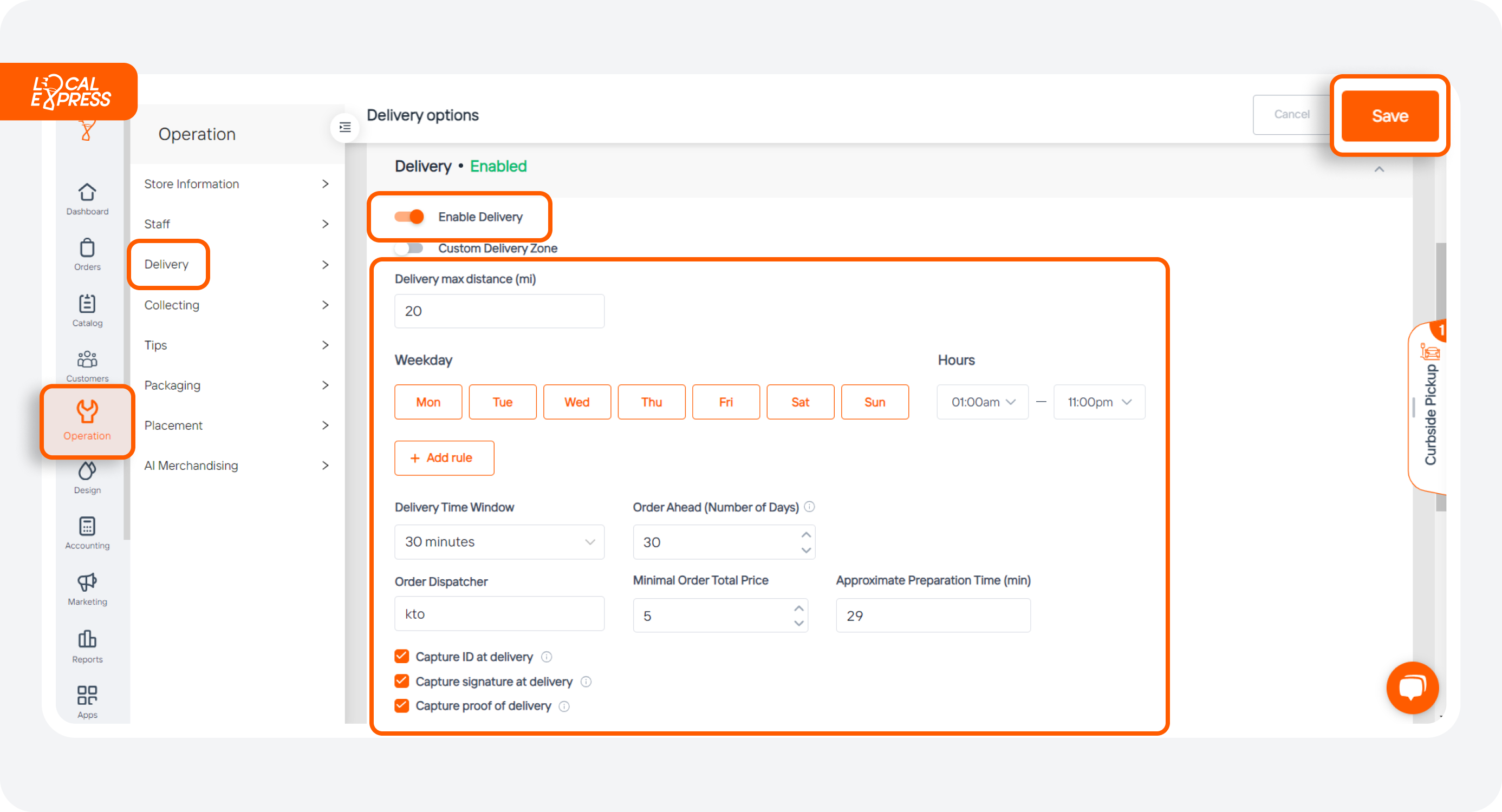 Delivery Tab Overview